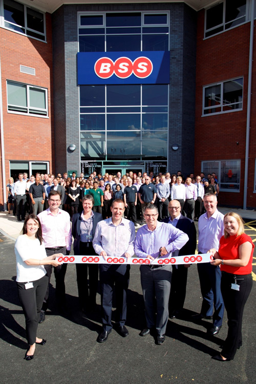 BSS managing director Chris Hufflett (centre left) and Travis Perkins ...