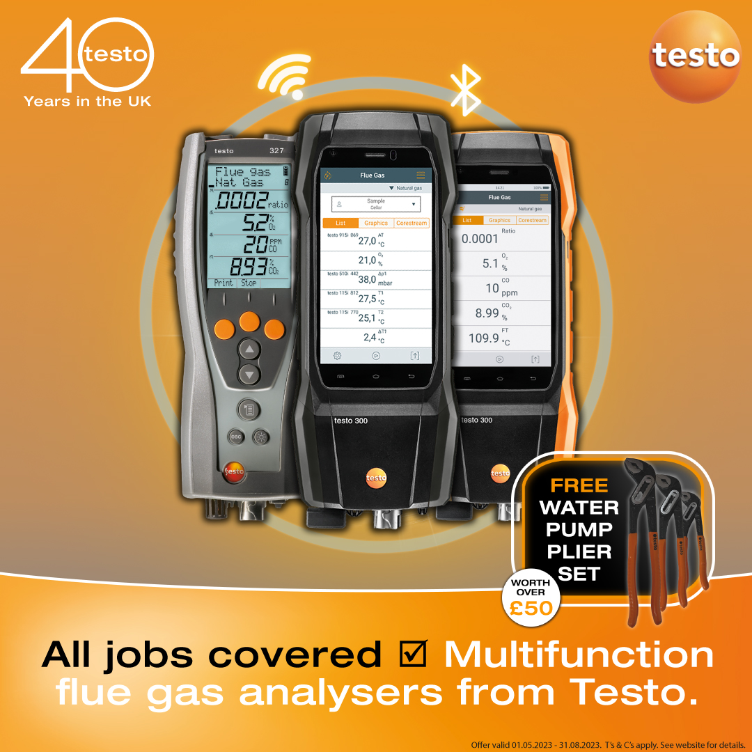Free water pump pliers with Testo flue gas analysers | Heating ...